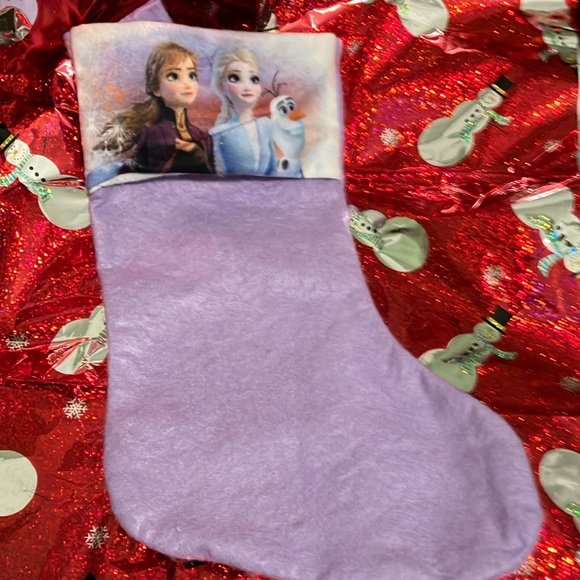 Disney | Other | Christmas Stocking Featuring Elsa Anna Olafon A Purple ...